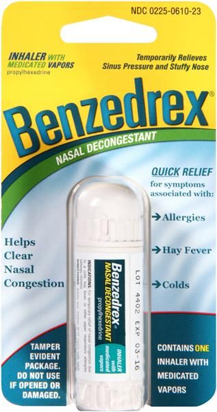 Benzedrex Nasal Decongestant Inhaler with Medicated Vapors - 1 ct
