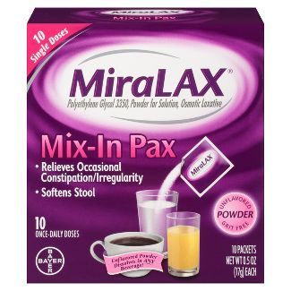 MiraLAX Mix-In Pax Laxative Packets - 10 ct