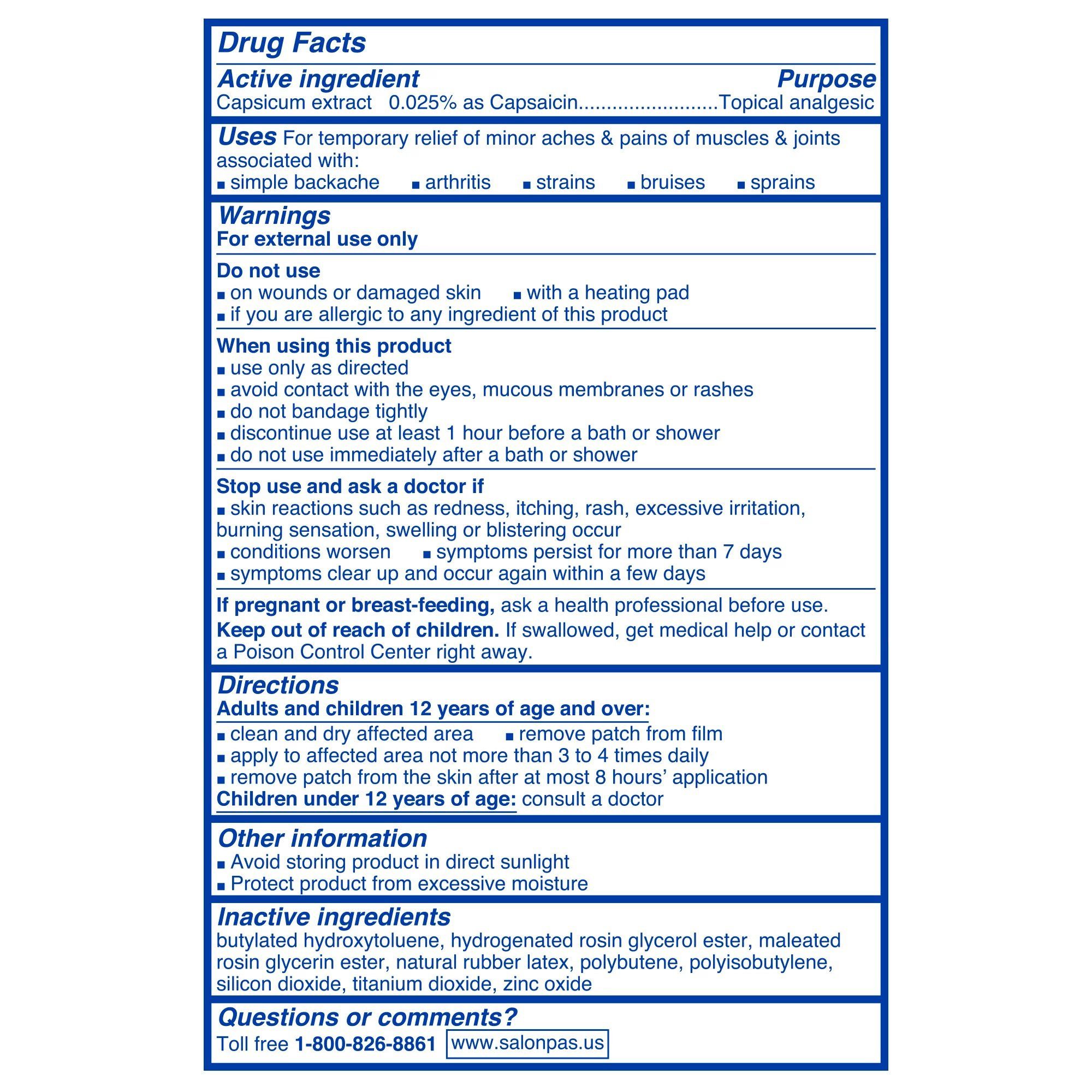 Salonpas Hot Capsicum Patch, Topical Analgesic, Large - 3 patches