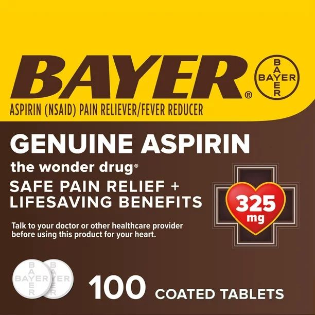 Bayer Aspirin Pain Reliever & Fever Reducer Coated Tablets, 325 mg - 100 ct