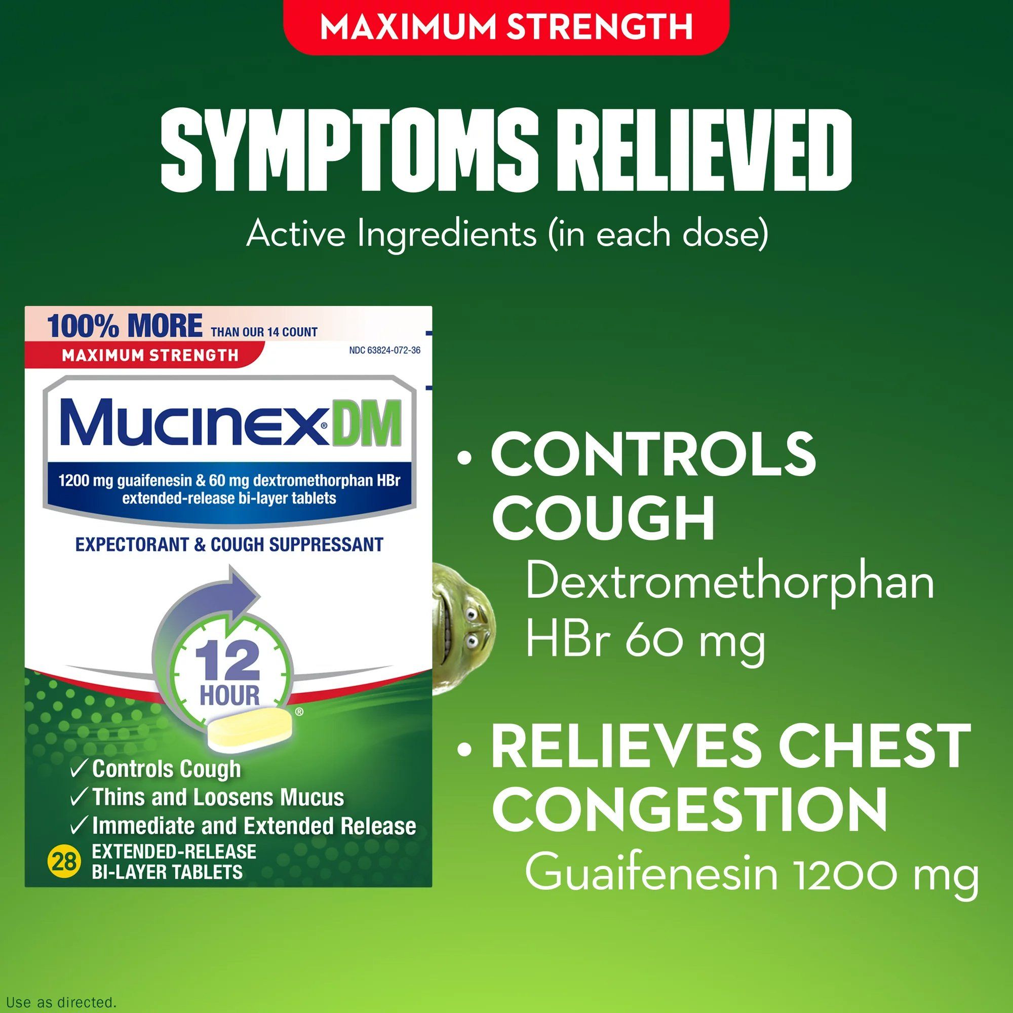 Mucinex DM Maximum Strength Expectorant & Cough Suppressant Extended ...