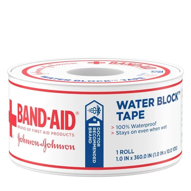 Band-Aid First Aid Water Block Waterproof Adhesive Tape Roll, 1 In x 10 ...