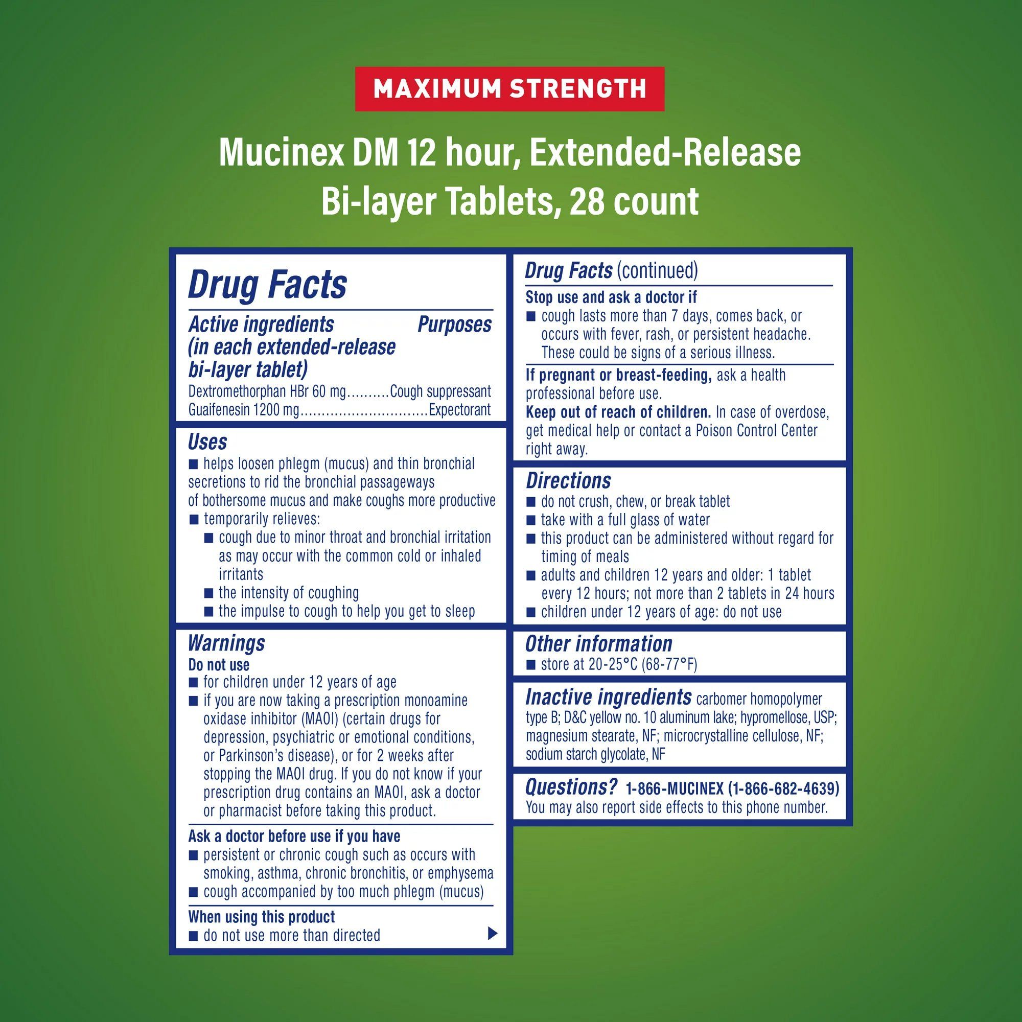 Mucinex DM Maximum Strength Expectorant & Cough Suppressant Extended ...