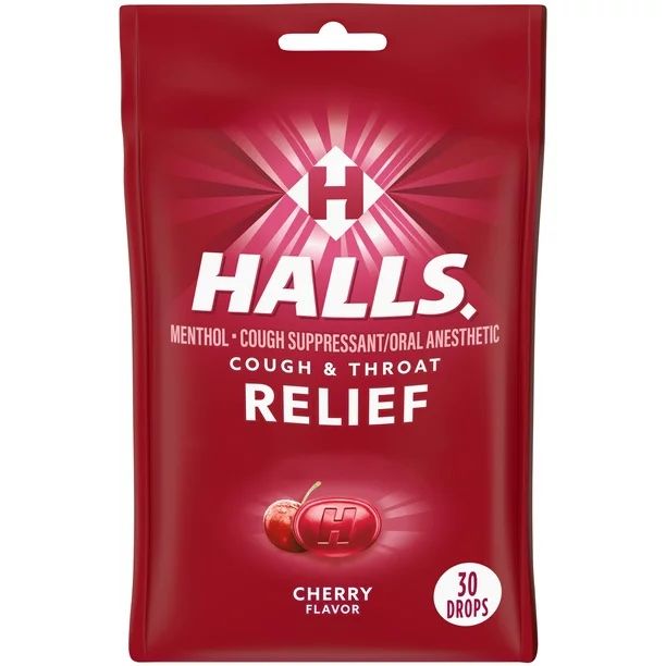Halls Cold & Cough Relief Lozenges, Cherry - 30 ct