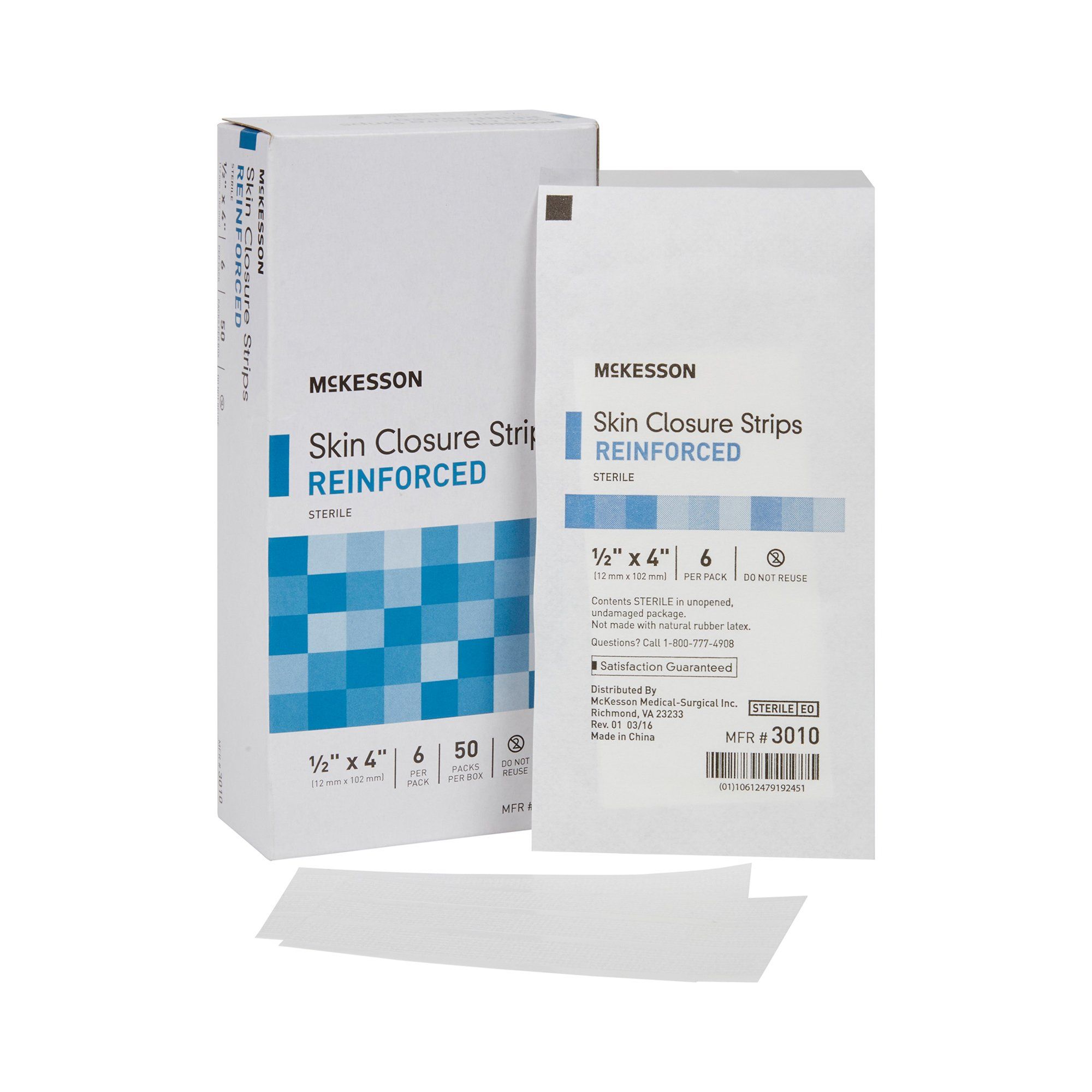 McKesson Skin Closure Strip 1/2" x 4" Reinforced Sterile - 50 packs
