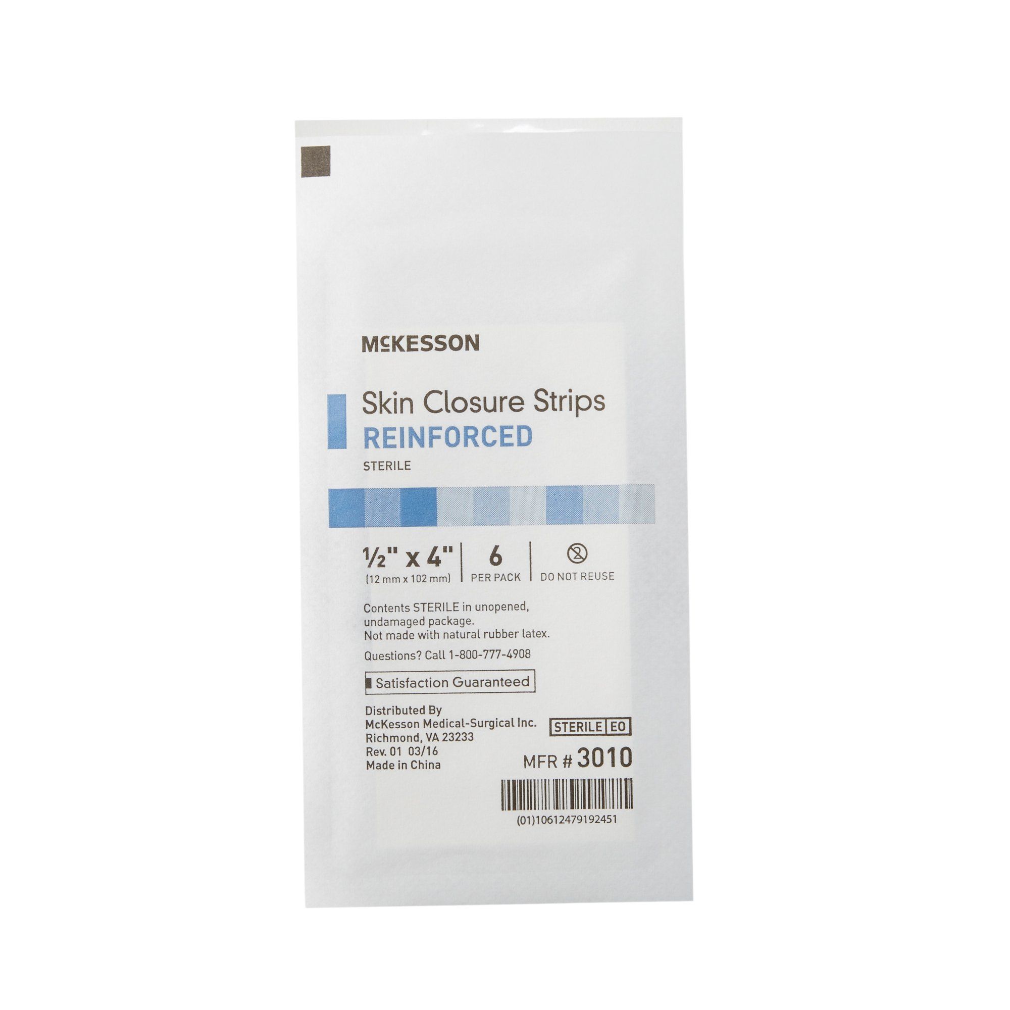 McKesson Skin Closure Strip 1/2" x 4" Reinforced Sterile - 50 packs