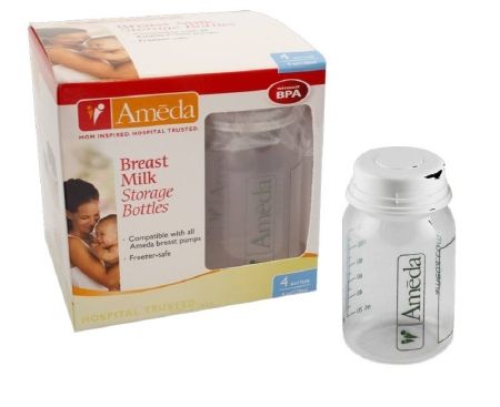 Ameda Breastmilk Storage Bottle, 4.4 oz - 4 ct