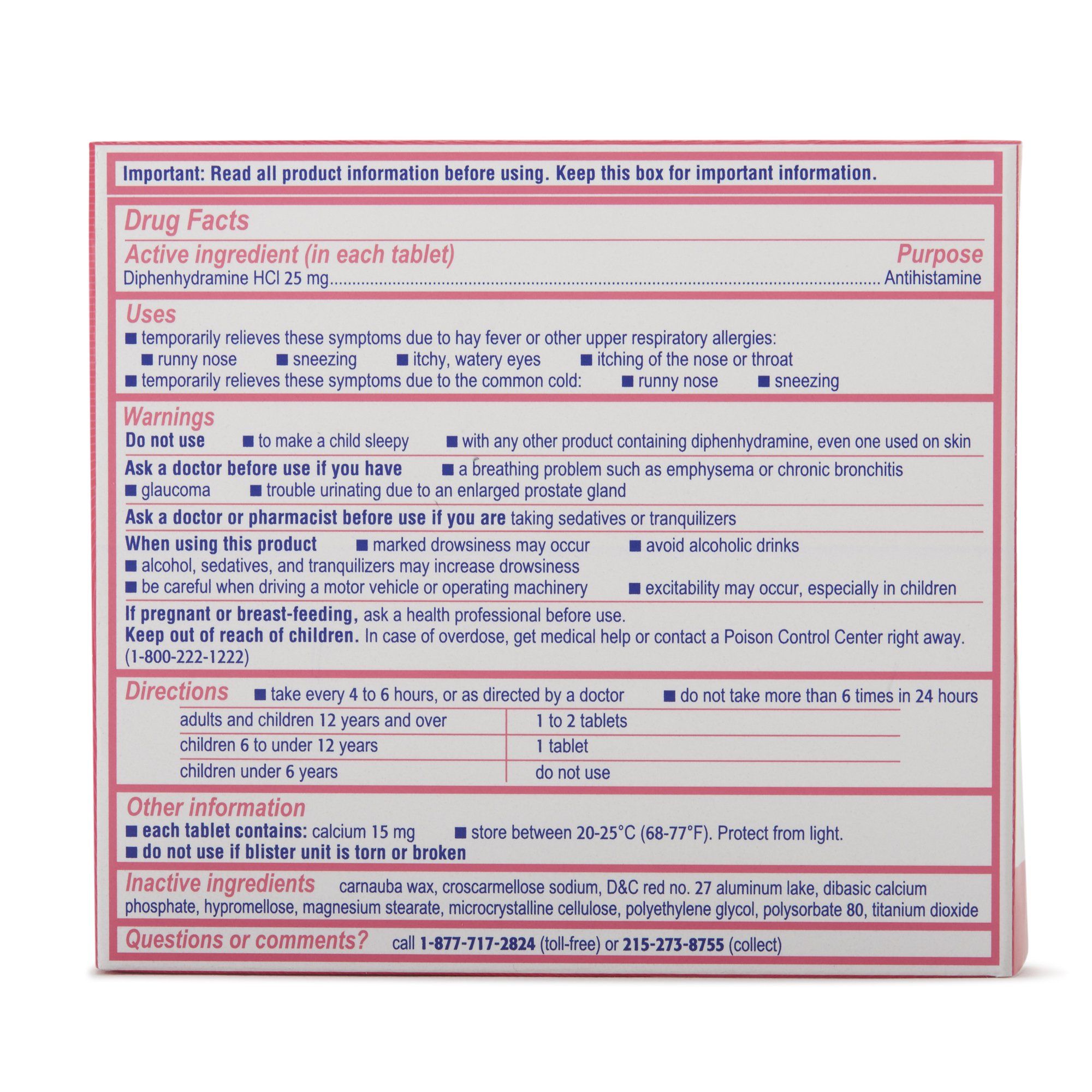 Benadryl Allergy Relief Tablets, 25 mg - 24 ct