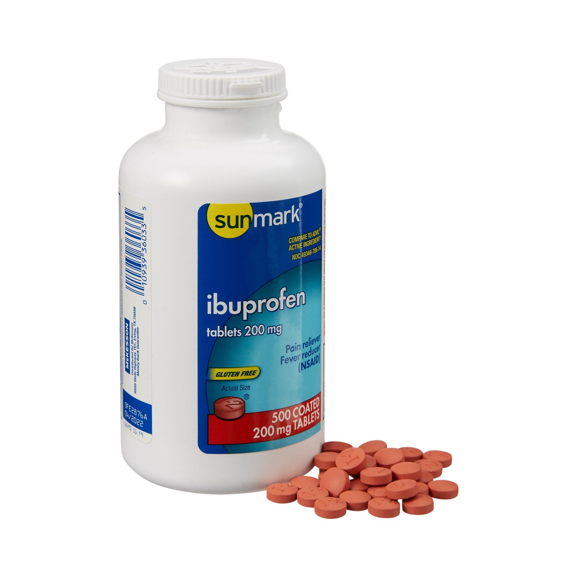 Sunmark Ibuprofen Coated Tablets, 200 mg - 500 ct