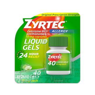 Zyrtec 24 Hour Allergy Relief Antihistamine Liquid Gel Capsules, 10 mg ...