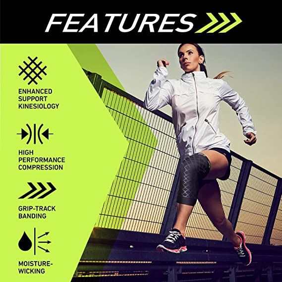 Spark Kinetic Knee Sleeve Compression Support with Kinesiology Tape ...