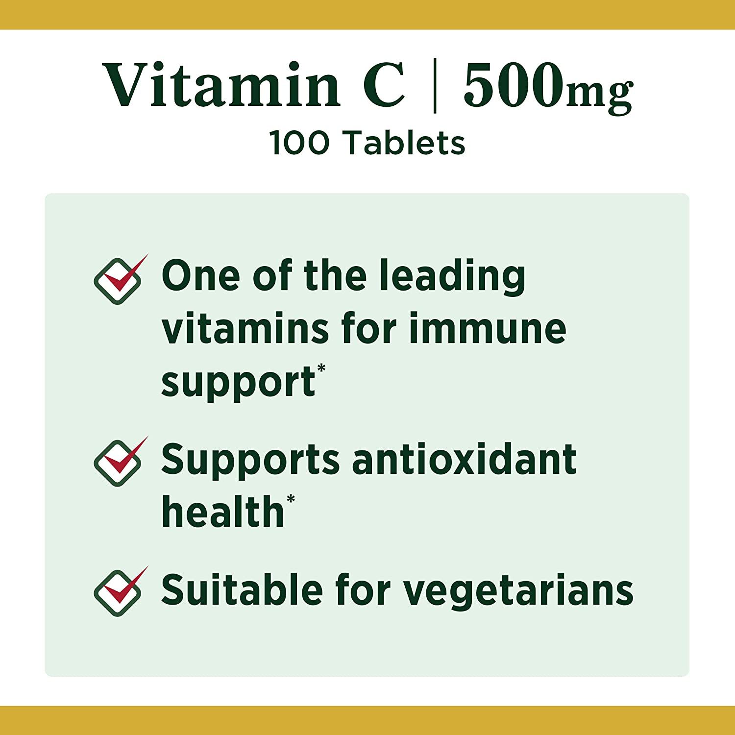 Nature's Bounty Vitamin C, 500 mg Tablets - 100 ct