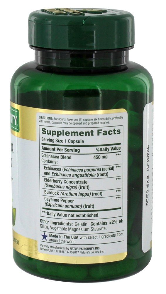 Nature's Bounty Echinacea Complex 450 mg Capsules - 100 ct
