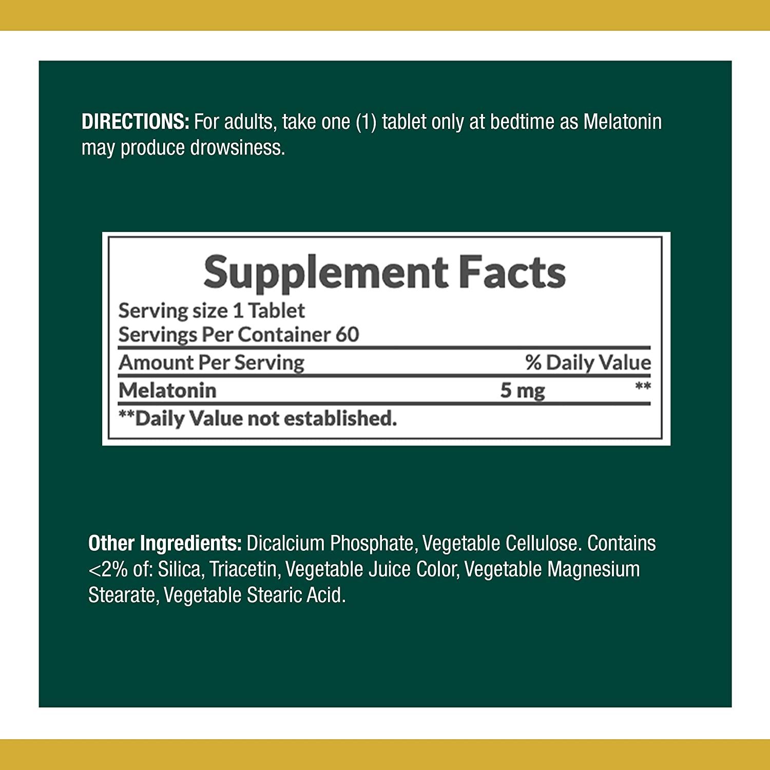 Nature's Bounty Dual Spectrum Bi-Layer Melatonin Tablets, 5 mg - 60 ct