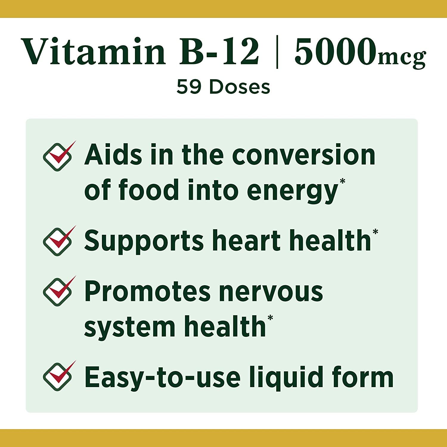 Nature's Bounty Liquid Vitamin B-12 5000 mcg, Natural Berry Flavor - 2 ...