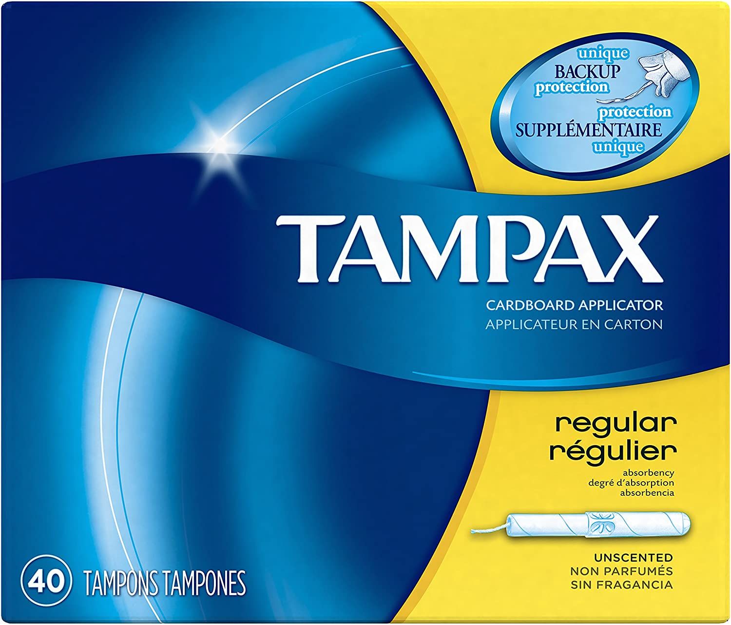 Tampax Cardboard Tampons Regular Absorbency Unscented - 40 ct