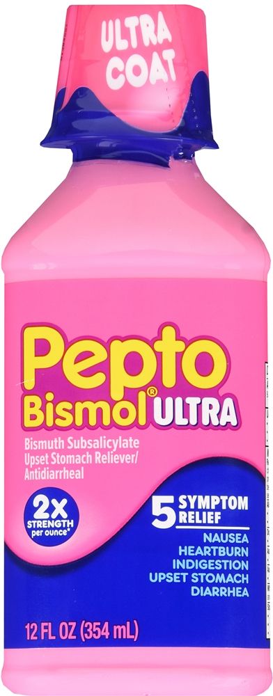 Pepto Bismol Ultra Liquid, Upset Stomach Reliever & Antidiarrheal - 12 ...