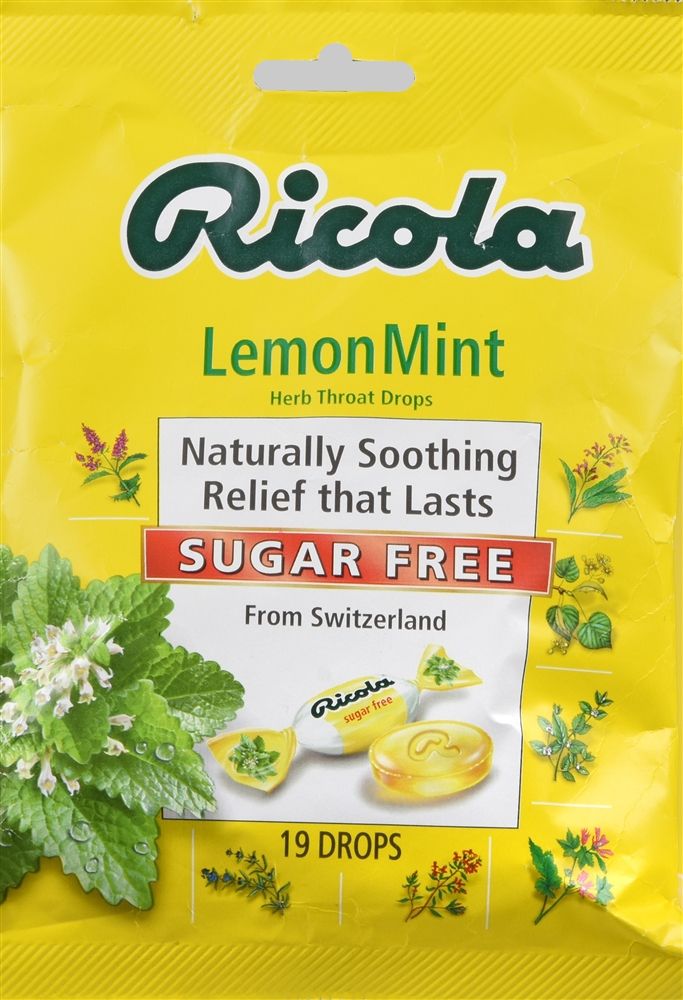 Ricola Herb Throat Drops Sugar Free, Lemon Mint - 19 ct
