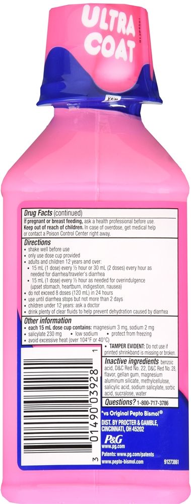 Pepto Bismol Ultra Liquid, Upset Stomach Reliever & Antidiarrheal - 12 ...
