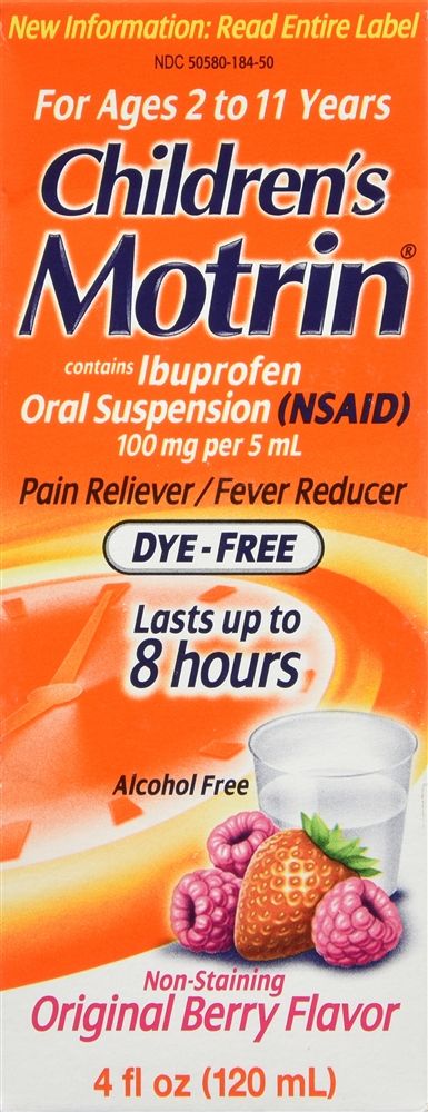 Motrin Children's Ibuprofen Oral Suspension Dye-Free, Original Berry ...
