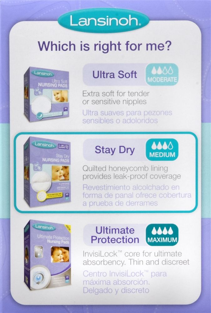 DISCLansinoh Stay Dry Nursing Pads, Medium - 36 ct