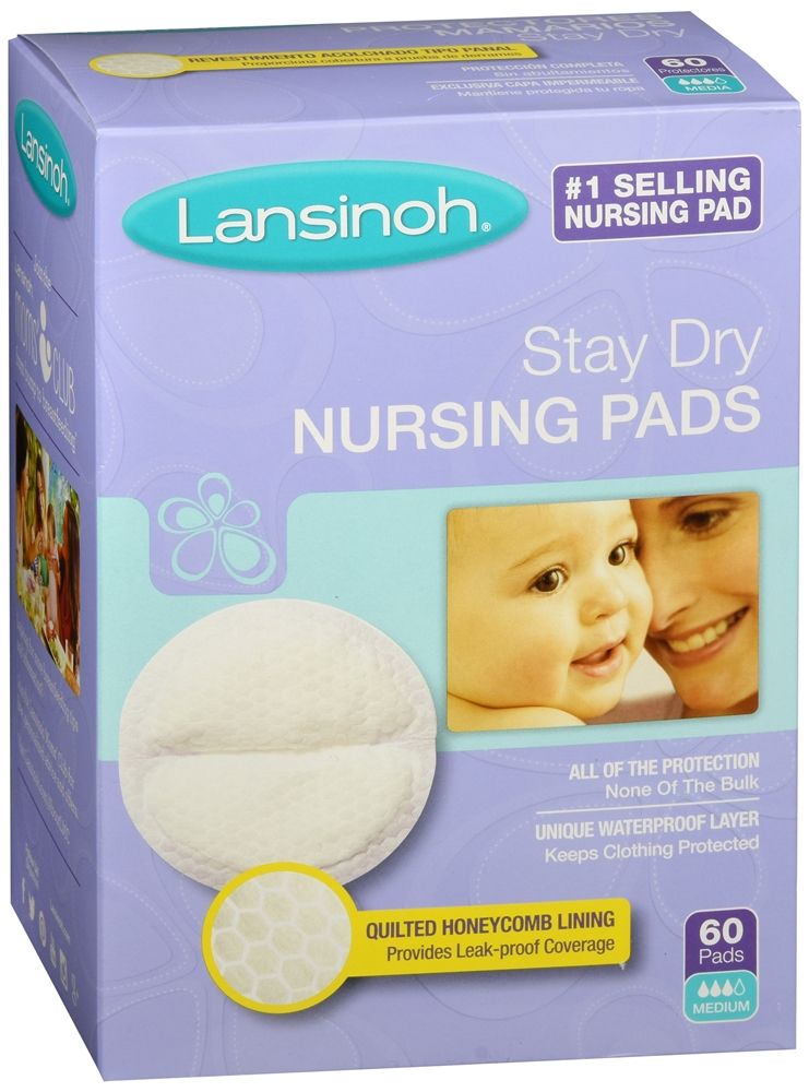 DISCLansinoh Stay Dry Nursing Pads, Medium - 60 ct