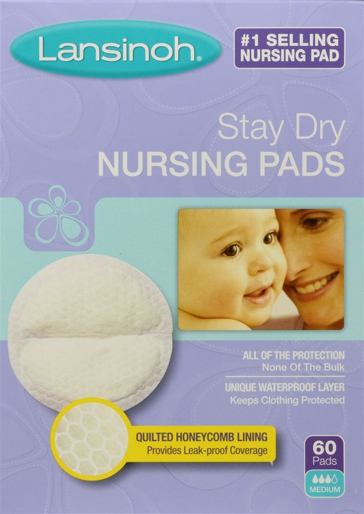 DISCLansinoh Stay Dry Nursing Pads, Medium - 60 ct