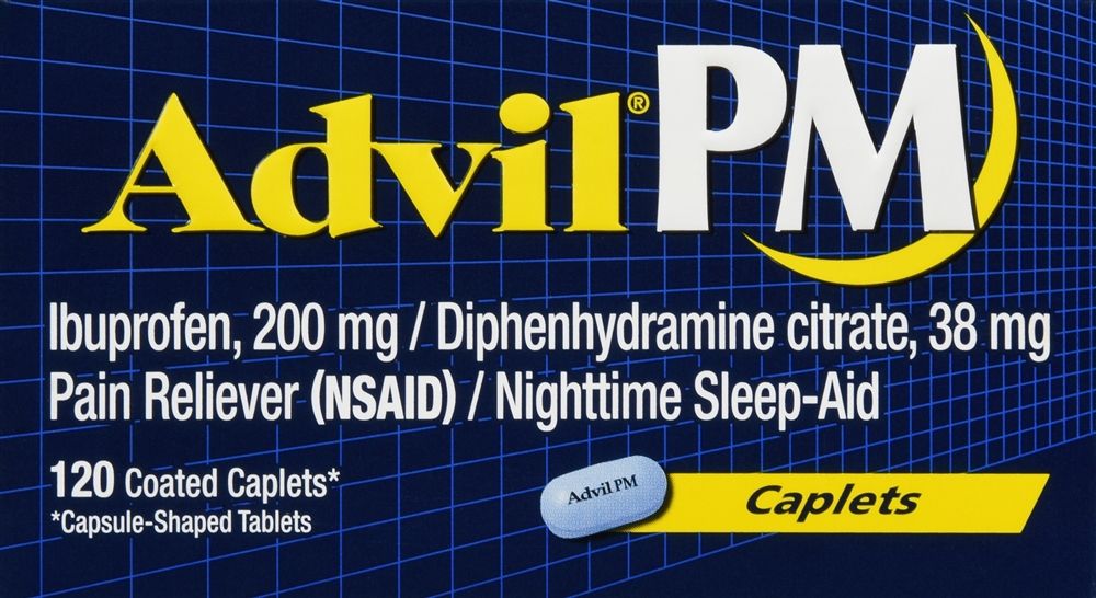 Advil PM Pain Reliever/Nighttime Sleep Aid Caplets, 38 mg - 120 ct