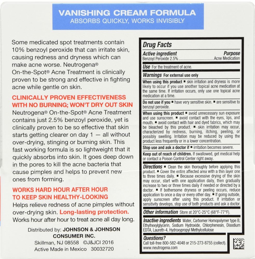 Neutrogena On-the-Spot Acne Treatment Vanishing Cream Formula - 0.75 oz