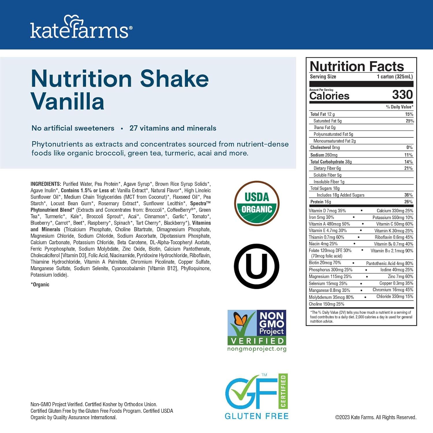 Kate Farms® Nutrition Shake, Vanilla, 11 fl oz- 1ct