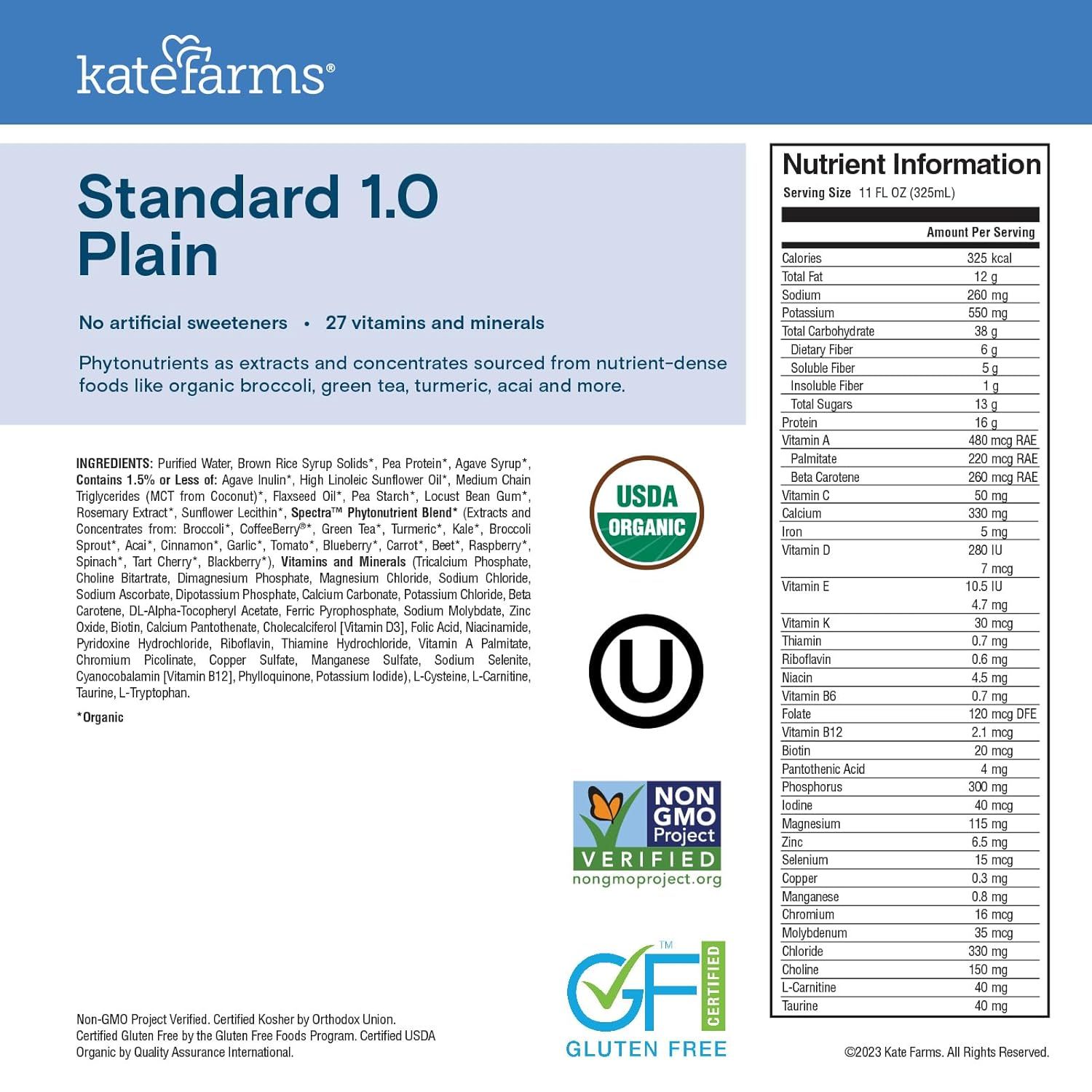 Kate Farms® Standard 1.0, Plain, 11 fl oz- 1ct