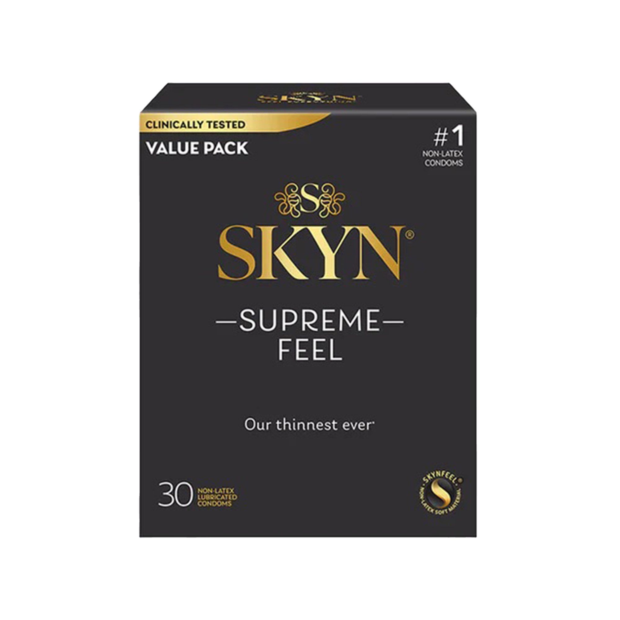 Skyn Supreme Feel 30 Non Latex Lubricated Condoms One Size Fits Most