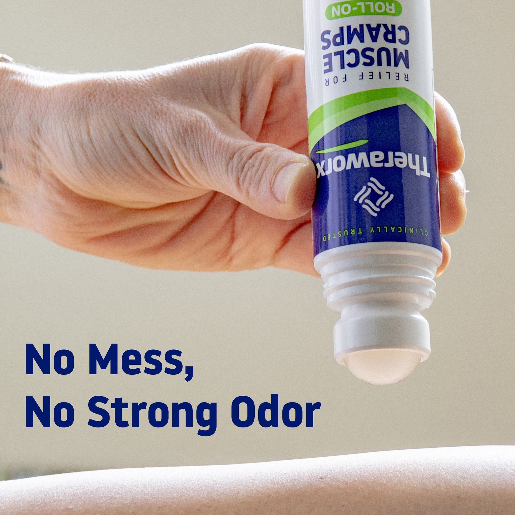 Theraworx Relief Topical Muscle Cramp Relief Roll-On 2.5 Oz Bottle - 4 Pack