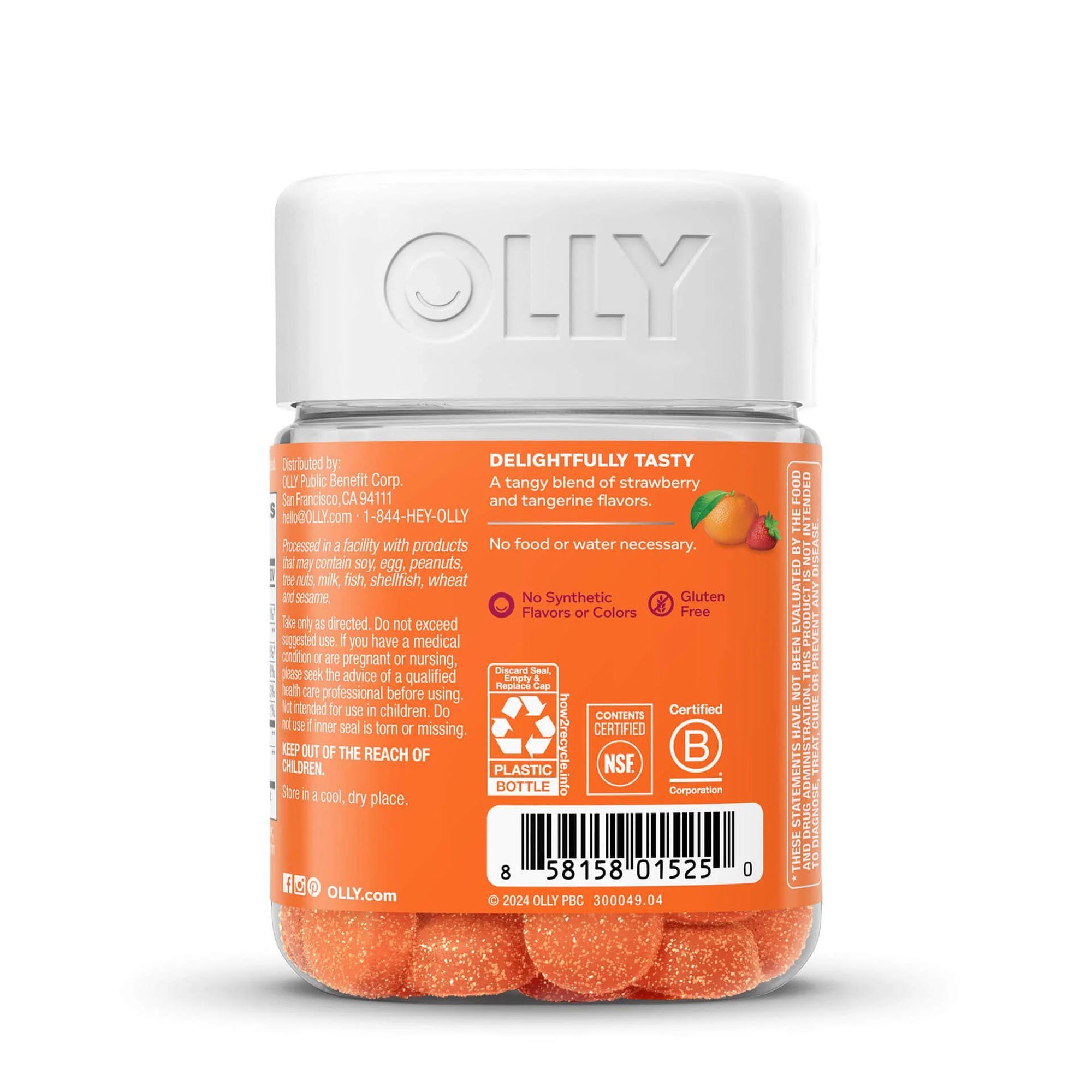 Olly Laser Focus Dietary Supplement Gummy 36 Per Bottle Berry Tang Flavor