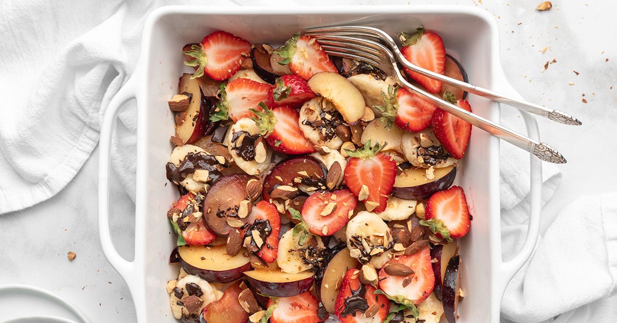 Warm Fruit Salad with Almond and Chocolate Recipe