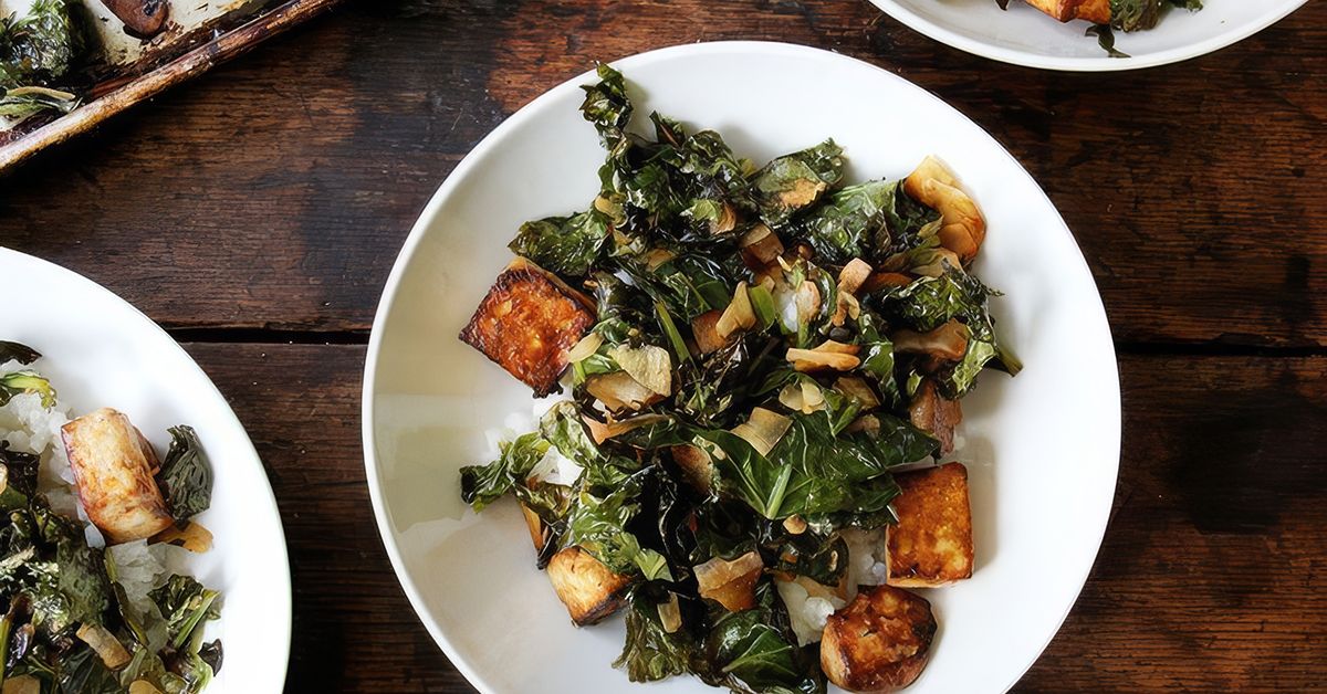 Baked Tofu with Coconut Kale and Rice