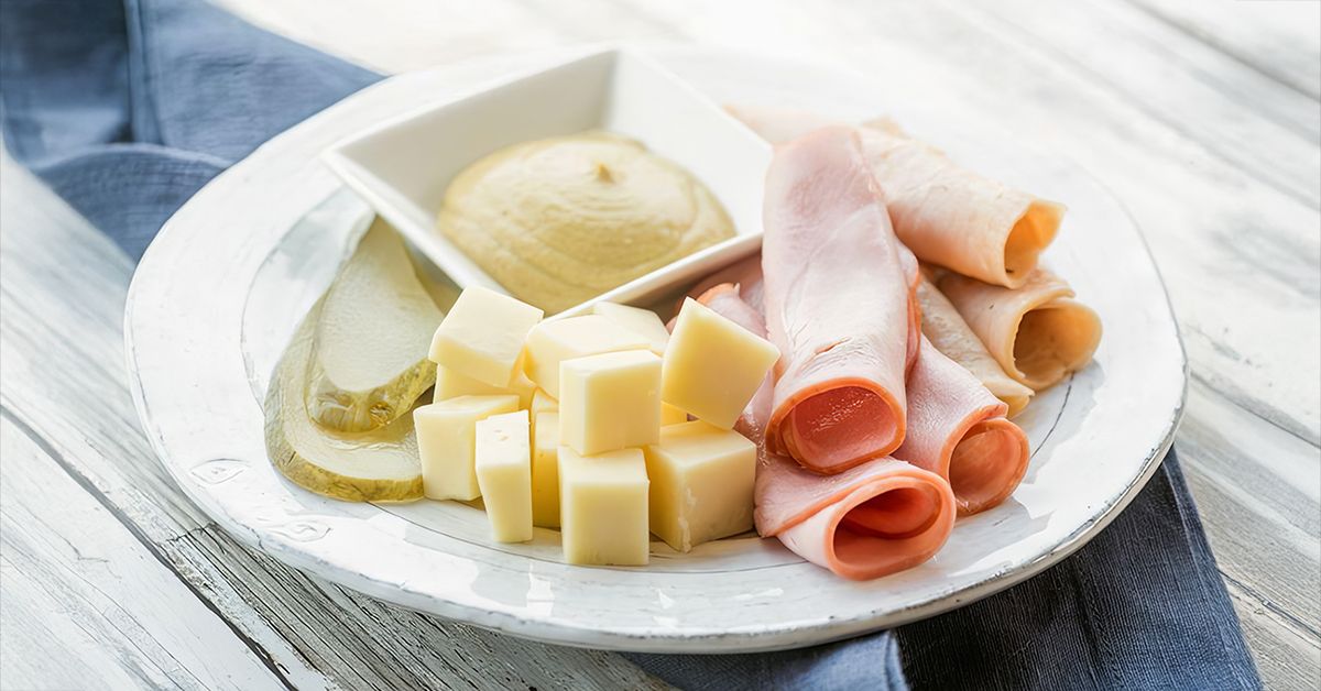 Deli Board Bento with Turkey, Ham, Jack Cheese, and Pickles
