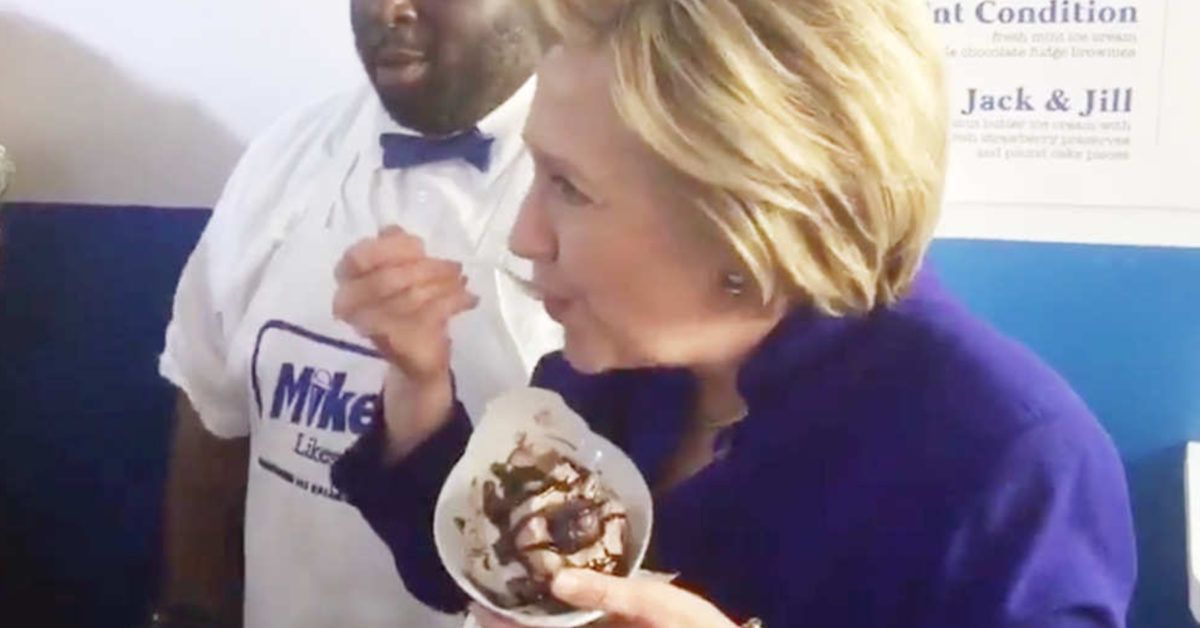 Hillary Clinton Boos Reporter Asking About Calories in Ice Cream