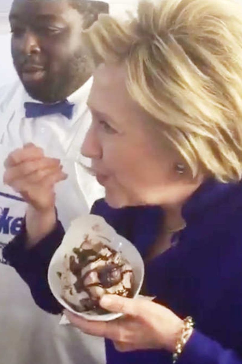 Hillary Clinton Boos Reporter Asking About Calories in Ice Cream