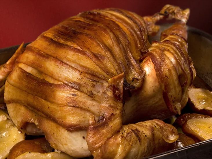 Bacon-Wrapped Turkey with Pear Cider Gravy